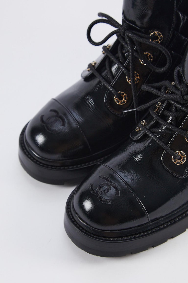 CHANEL QUILTED ANKLE BOOTS Black with Gold Hardware - Size 39.5 For ...