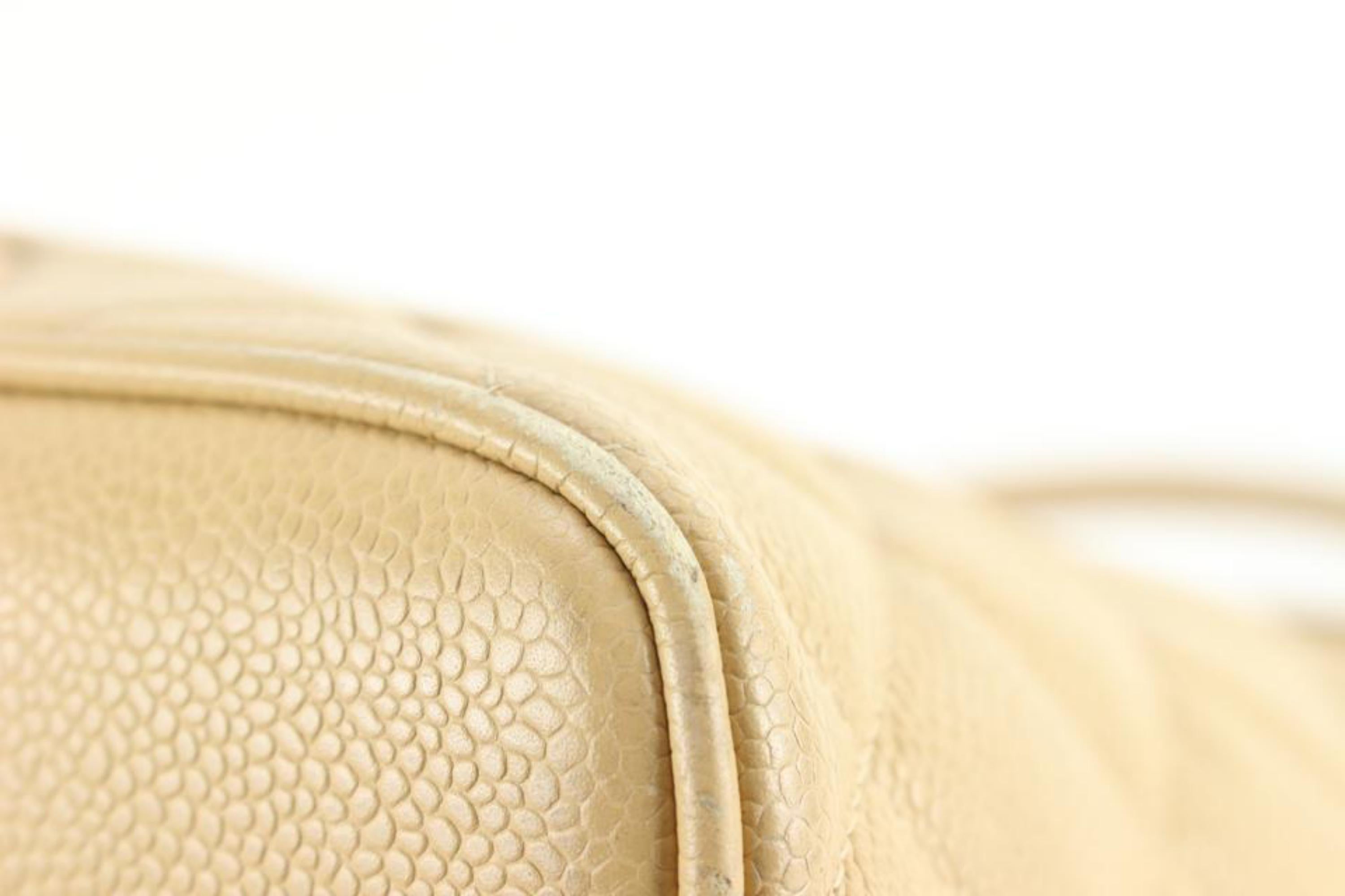 Chanel Quilted Beige Caviar Leather Medallion Tote Bag 90cc89s For Sale ...
