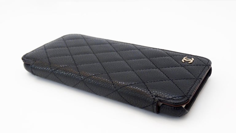 Chanel Quilted Black Caviar 'CC' Iphone 7+/8+ Wallet Case at 1stDibs ...