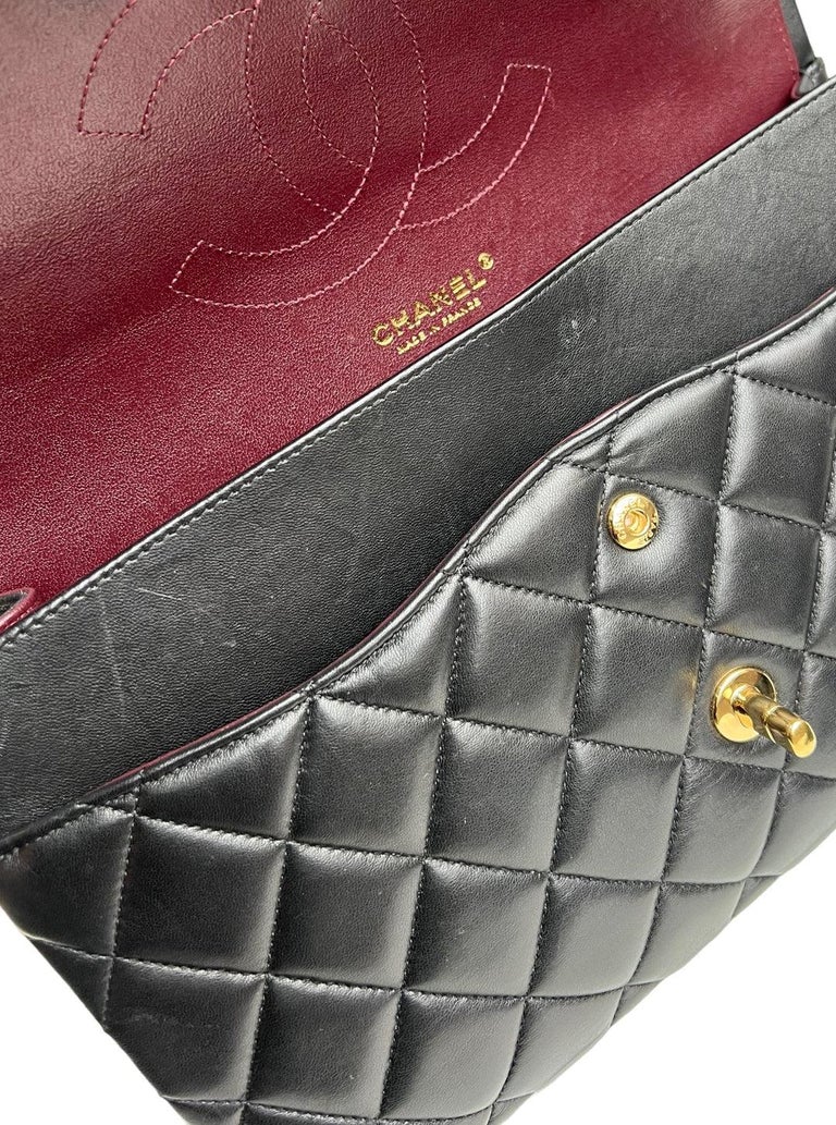 Chanel Quilted Black Large Classic Double Flap Handbag For Sale at 1stDibs