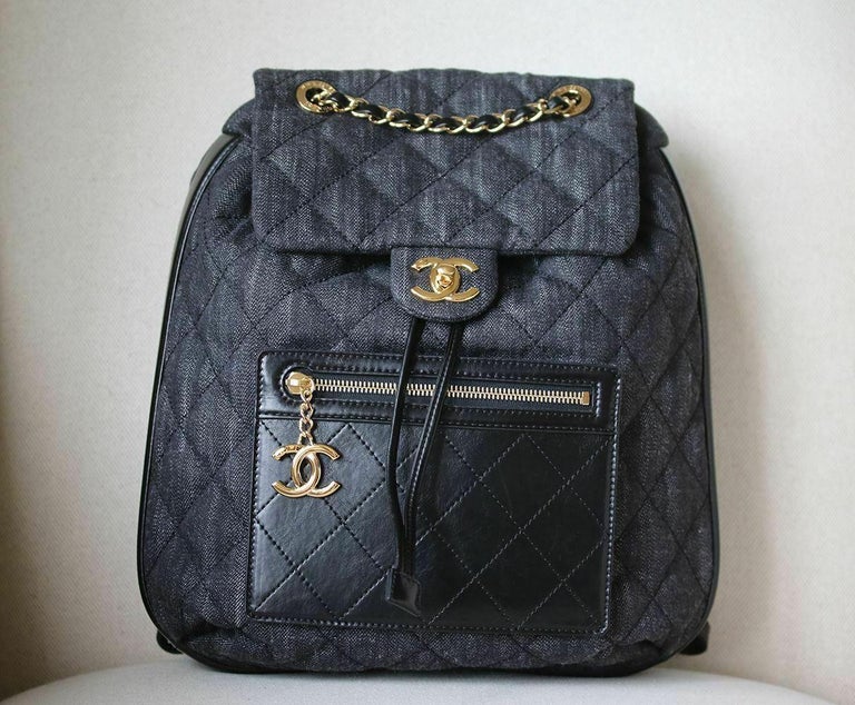 Chanel Quilted Denim and Leather Backpack at 1stDibs | chanel denim ...
