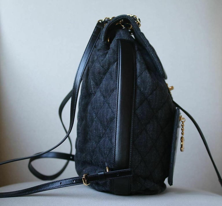 Chanel Quilted Denim and Leather Backpack at 1stDibs | chanel denim ...