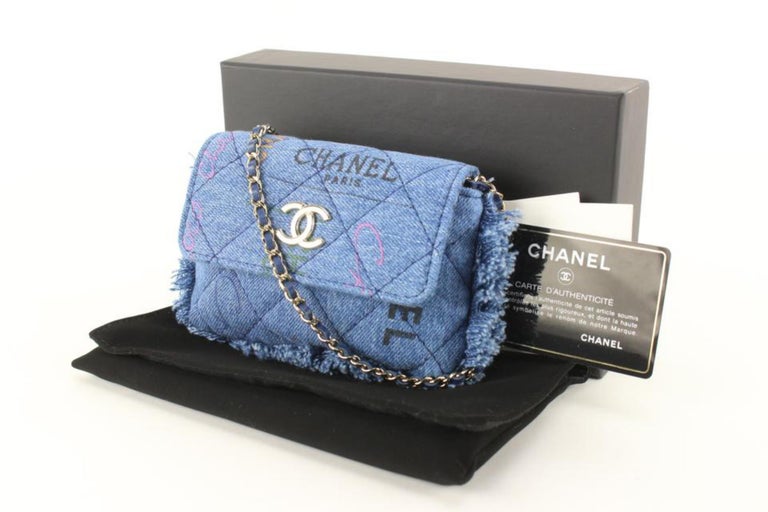 Chanel Quilted Denim Mood Graffiti Micro Flap Crossbody 99ck822s For ...