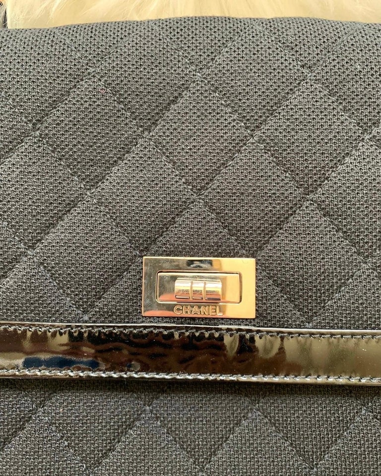 CHANEL quilted patent trim jersey bag For Sale at 1stDibs