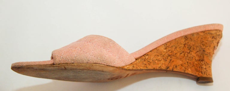 Chanel Quilted Pink Open Toe Sandals Slides with CC Logo For Sale at ...