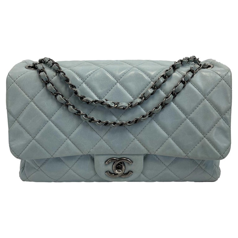CHANEL - Baby Blue Seasonal CC Jumbo Single Flap - Lambskin / Ruthenium ...