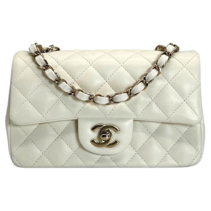 Chanel Quilted White Lambskin Mini Rectangular Classic Flap For Sale at ...