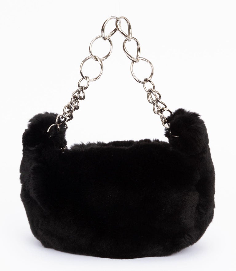 Chanel Rabbit Fur Bag Black For Sale at 1stDibs