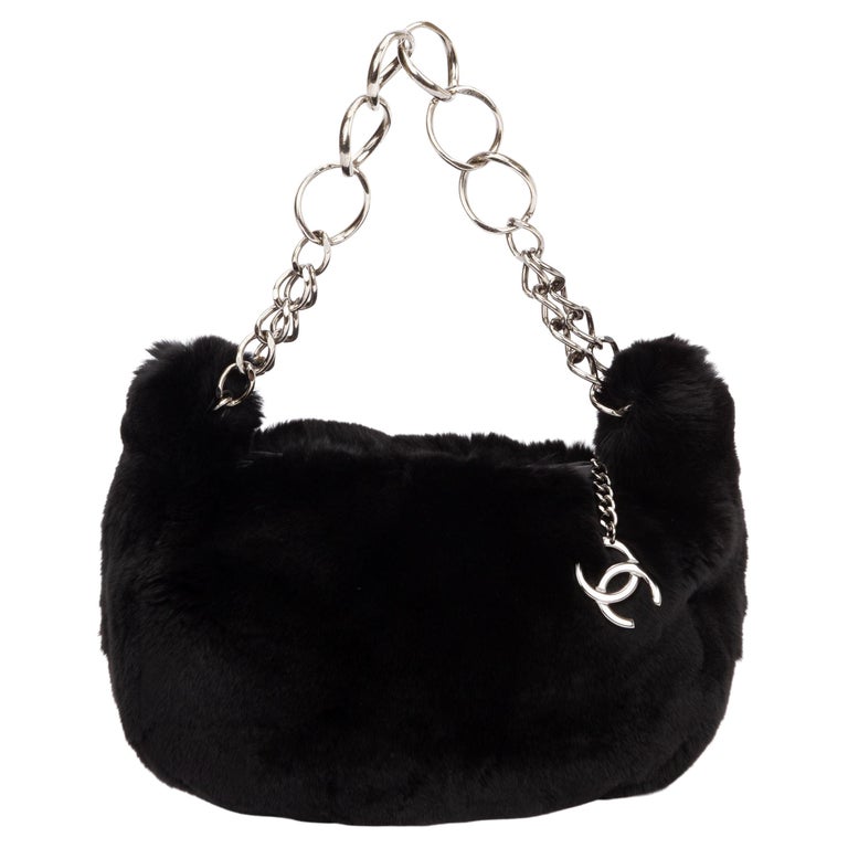 Chanel Rabbit Fur Bag Black For Sale at 1stDibs