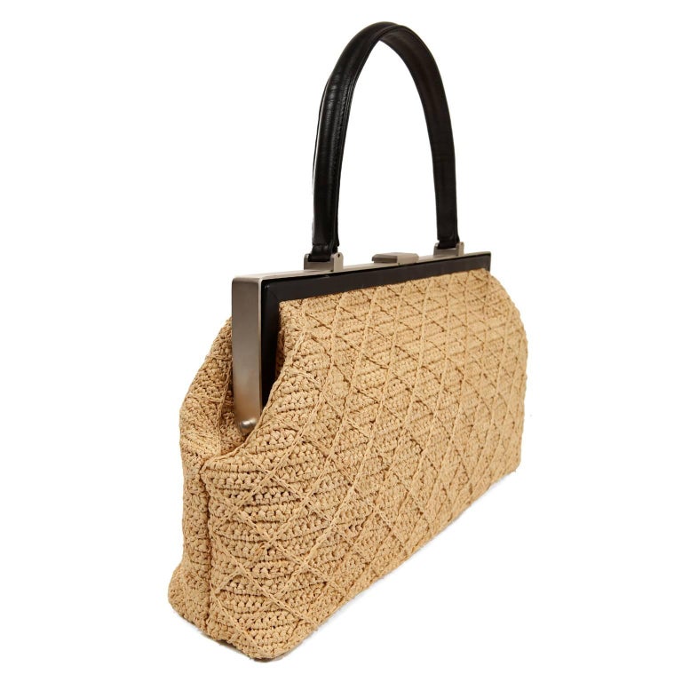 Chanel Raffia Straw Framed Bag at 1stDibs | chanel raffia bag, chanel ...