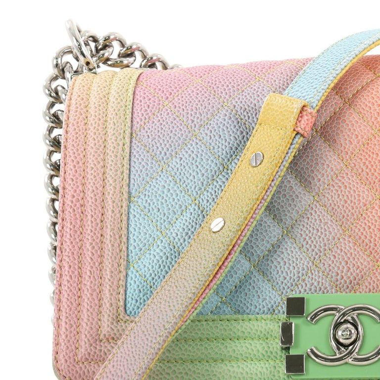 Chanel Rainbow Boy Flap Bag Quilted Painted Caviar Old Medium at ...