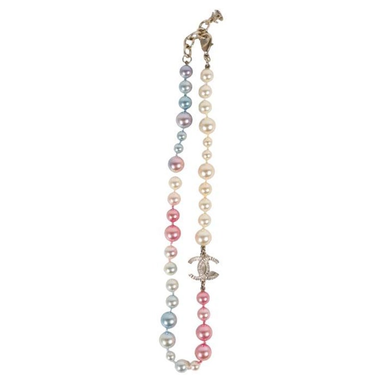 CHANEL RAINBOW CC PEARL Necklace For Sale at 1stDibs