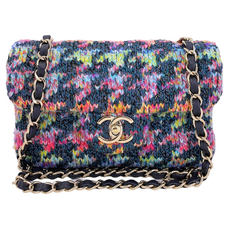 Chanel Rainbow Tweed Houndstooth Wool Rectangular Mini Flap Bag GHW ...