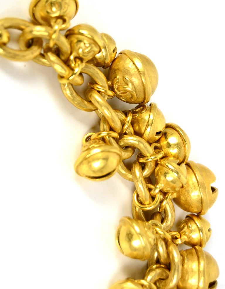 Chanel RARE 1995 Iconic Vintage Gold CC Bell Charm Bracelet For Sale at ...