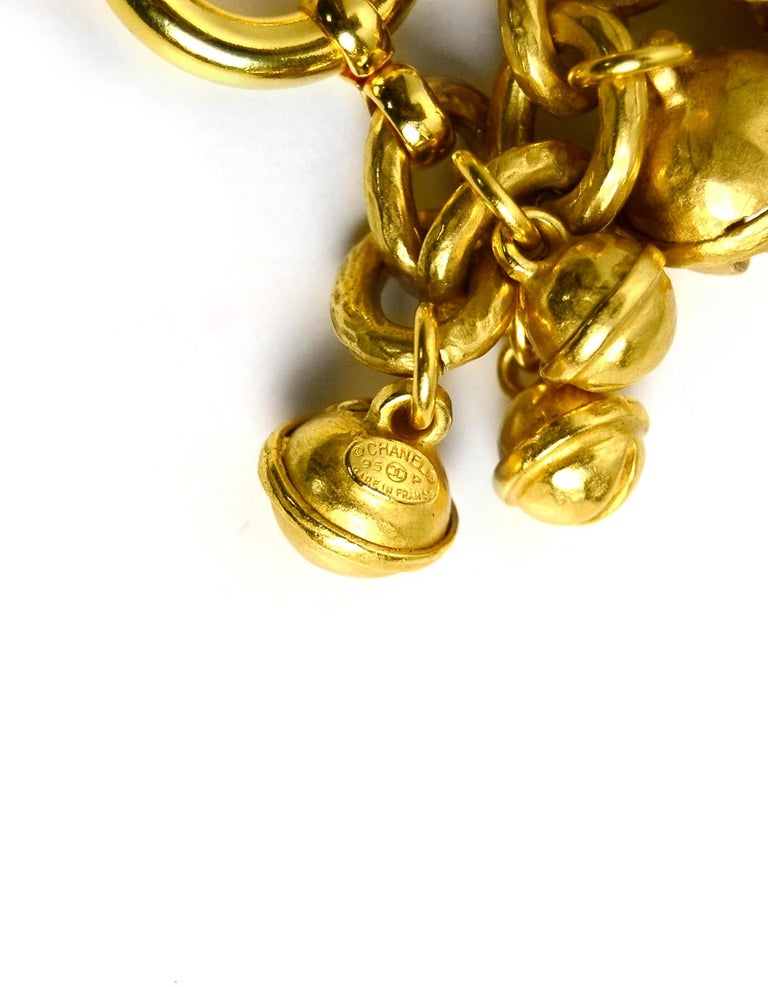 Chanel RARE 1995 Iconic Vintage Gold CC Bell Charm Bracelet For Sale at ...