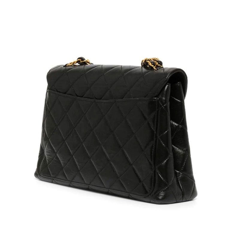 Chanel Rare 90s Vintage Curve Lambskin Large Classic Flap Bag Gold ...