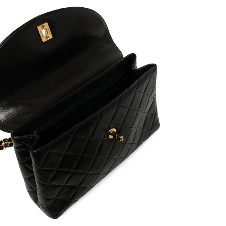 Chanel Rare 90s Vintage Curve Lambskin Large Classic Flap Bag Gold ...