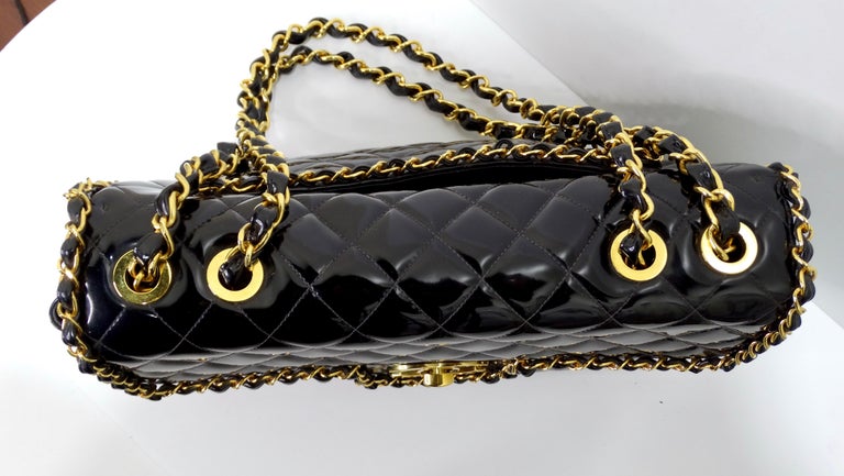 Chanel Rare Black Quilted Patent Leather Chain Around Maxi For Sale at ...