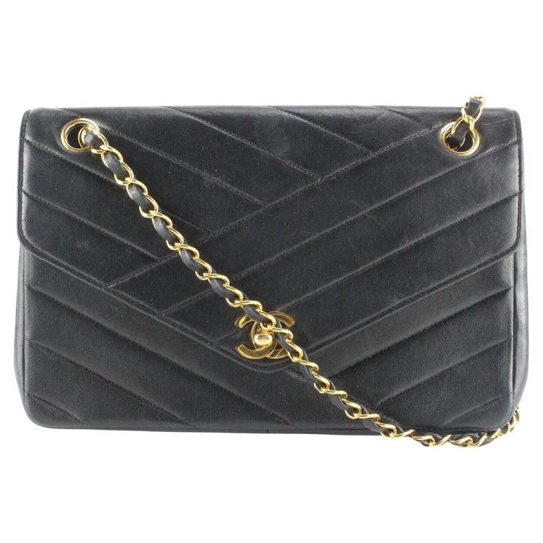 Chanel Rare Crosshatch Quilted Black Lambskin Small Classic Flap 24k ...