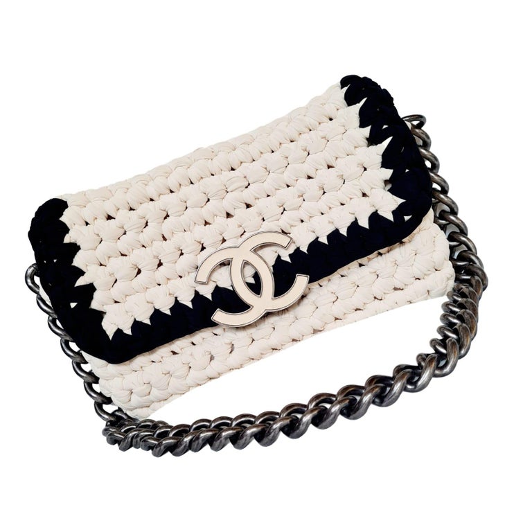 Chanel Fancy Crochet Flap Bag For Sale at 1stDibs