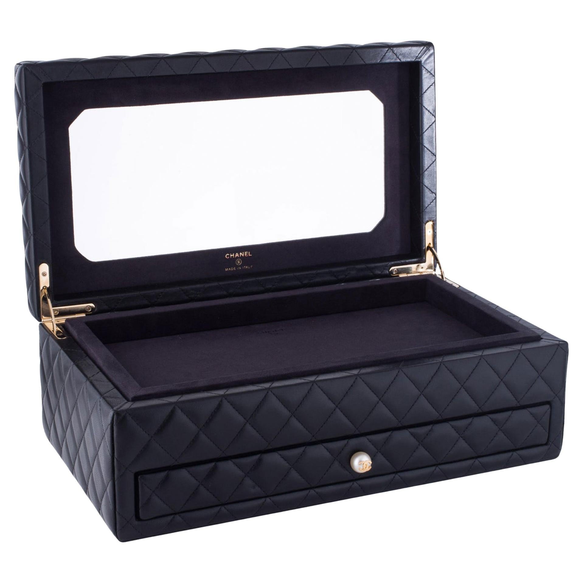 Chanel Rare Home Decor Cosmetic Jewelry Box Black Vanity Case For Sale ...