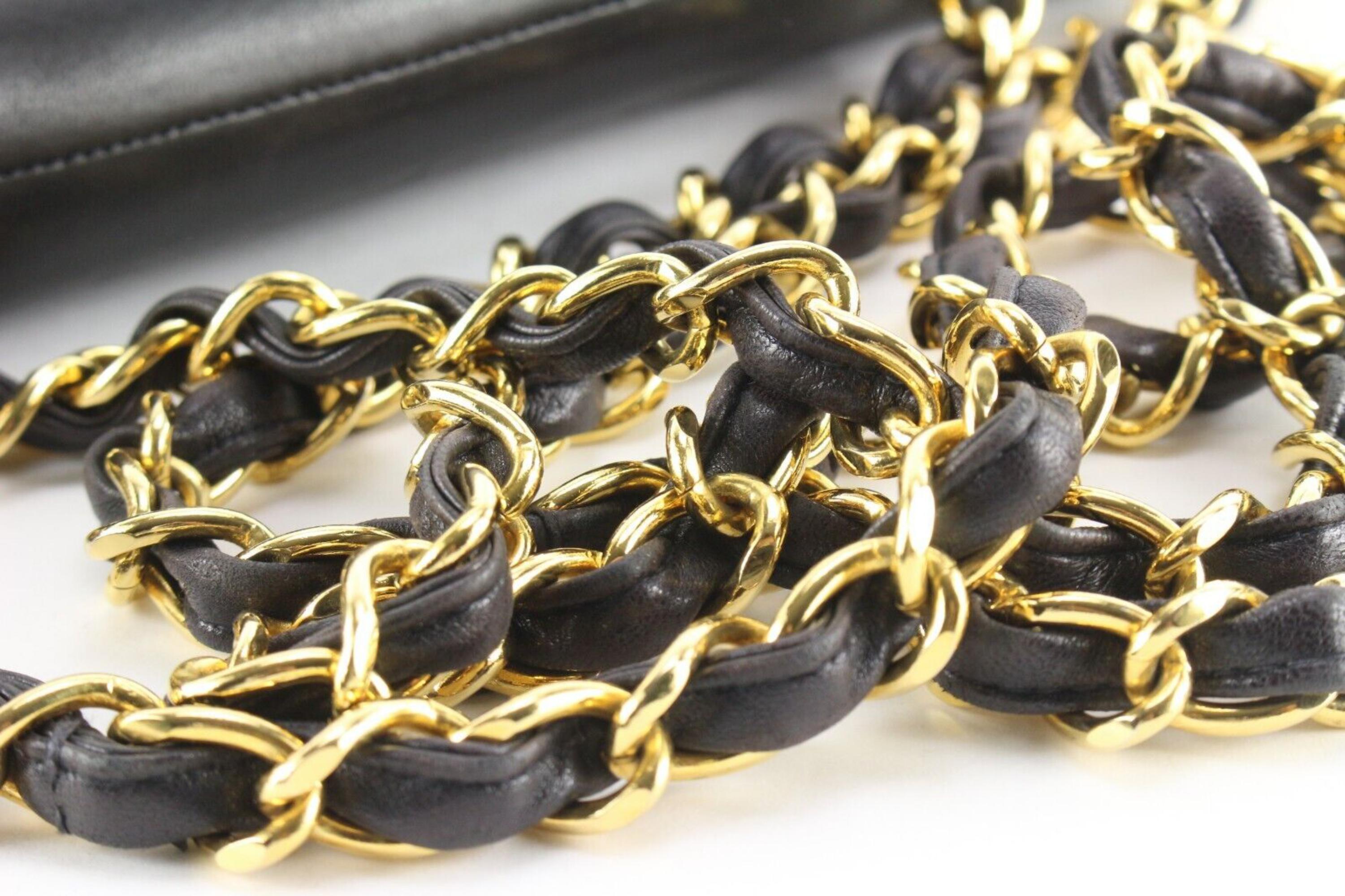 Chanel Rare Horizontal Quilted Black XL Jumbo Flap 24K Plated GHW ...