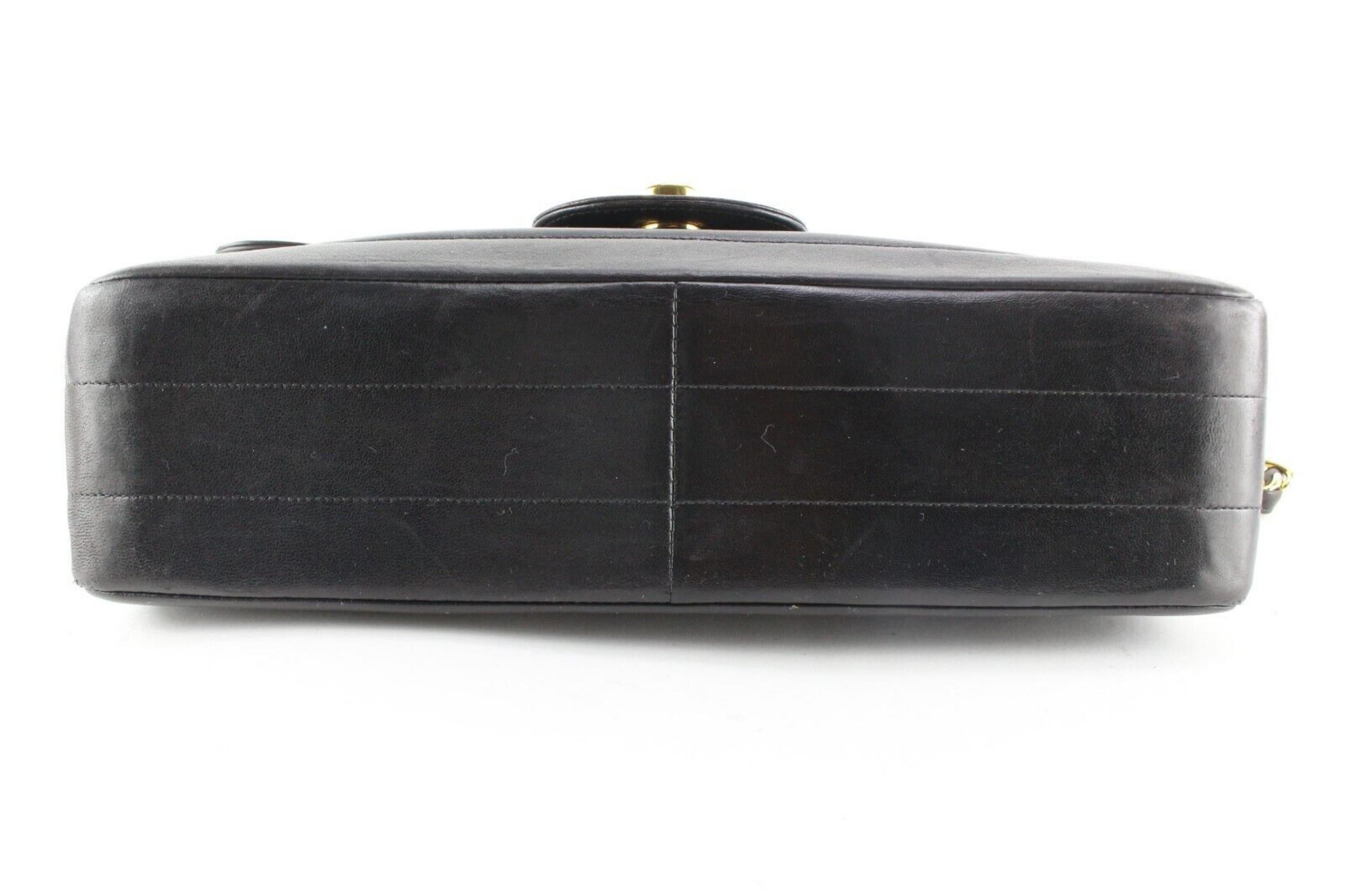 Chanel Rare Horizontal Quilted Black XL Jumbo Flap 24K Plated GHW ...