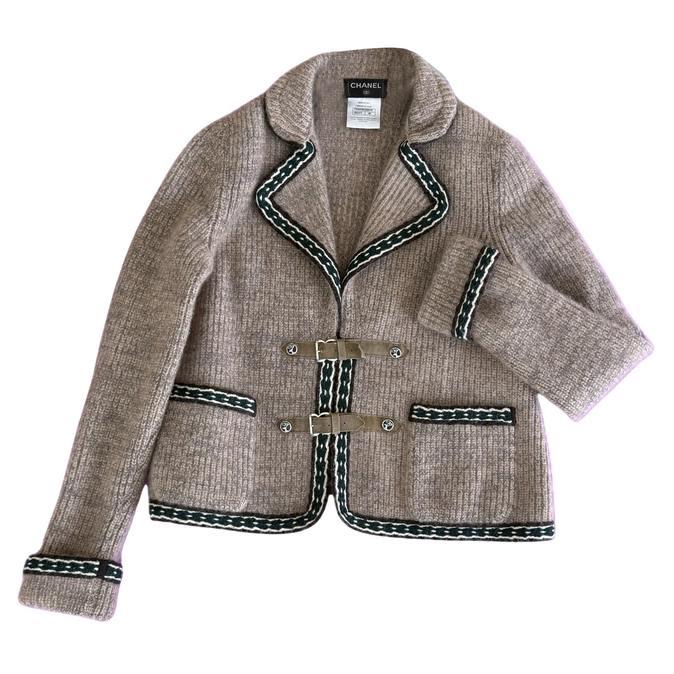 CHANEL CC Buttons Cashmere Architectural Cardigan For Sale at 1stDibs