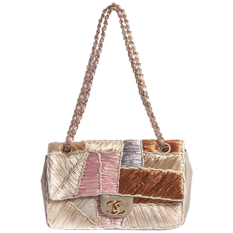 Chanel Rare Raffia Single Flap Bag at 1stDibs