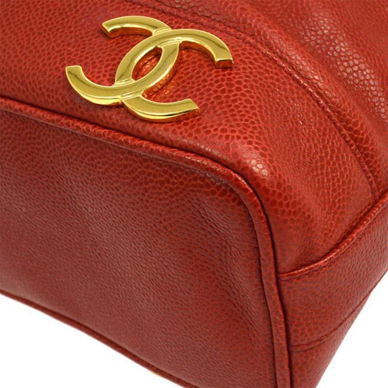 Chanel Rare Red Vintage 90's Bucket Red Leather Cross Body Bag at 1stDibs