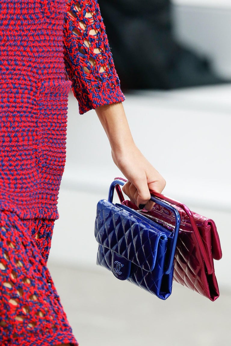 Chanel Rare Runway Quilted Classic Flap Bag Patent Hot Pink Fuschia ...