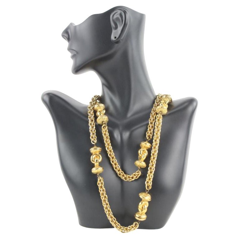 Chanel Rare Vintage Lamb Chain Link Twist Necklace 2CA1022 For Sale at ...