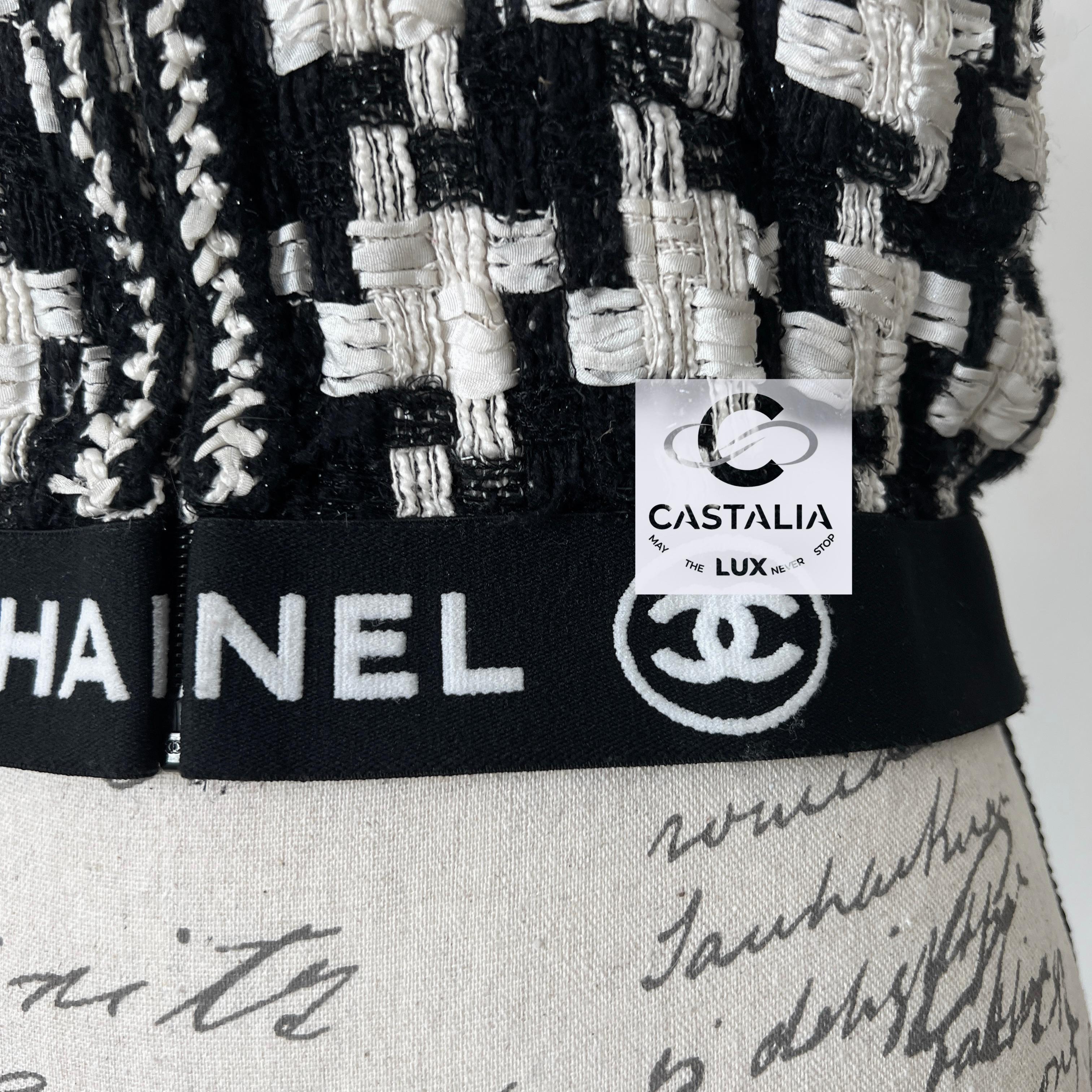 Chanel Rarest CC Logo Band Ribbon Tweed Jacket 38 FR For Sale at 1stDibs