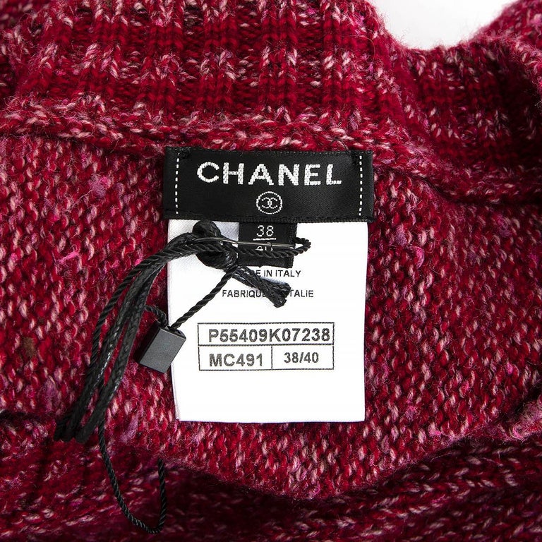 CHANEL raspberry cashmere 2016 16K OPEN SLEEVE CROPPED CAPE Sweater 38 ...