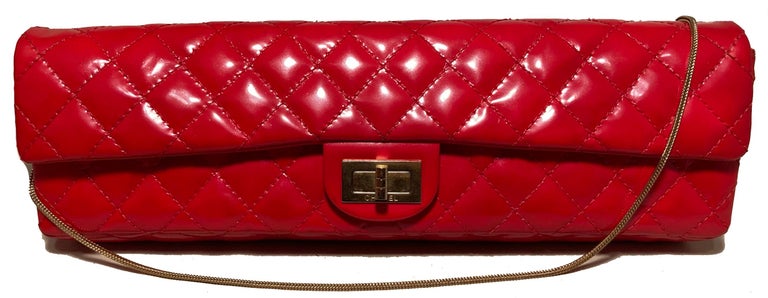Chanel Red 2.55 Reissue Quilted Patent Leather East/West Clutch at ...