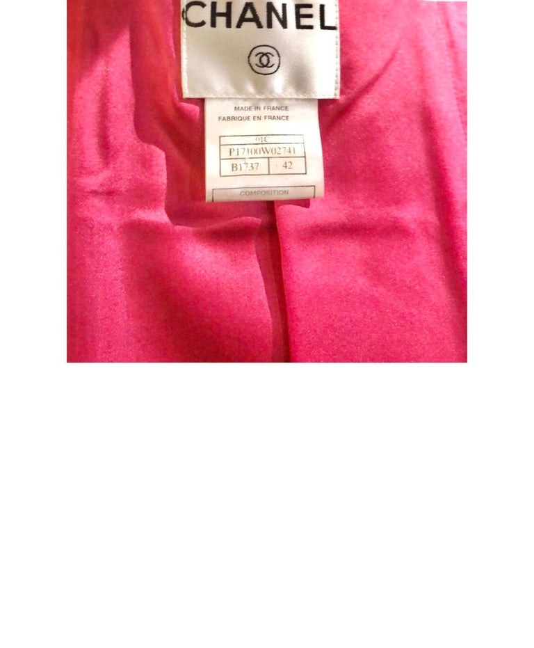 Chanel Red and Pink Colour Blocking Tweed Jacket For Sale at 1stDibs