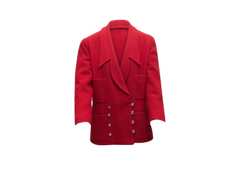 Chanel Red Boutique Double-Breasted Blazer For Sale at 1stDibs