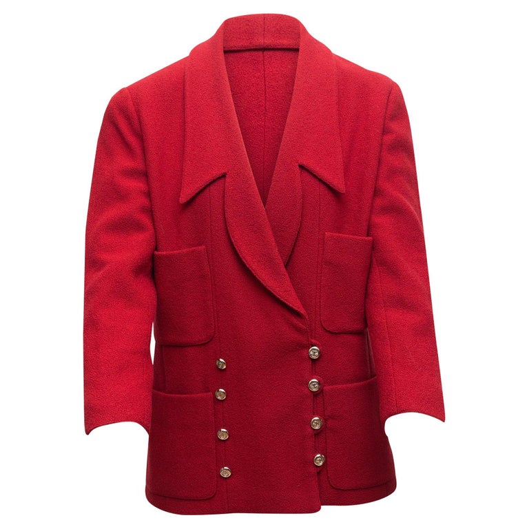 Chanel Red Boutique Double-Breasted Blazer For Sale at 1stDibs