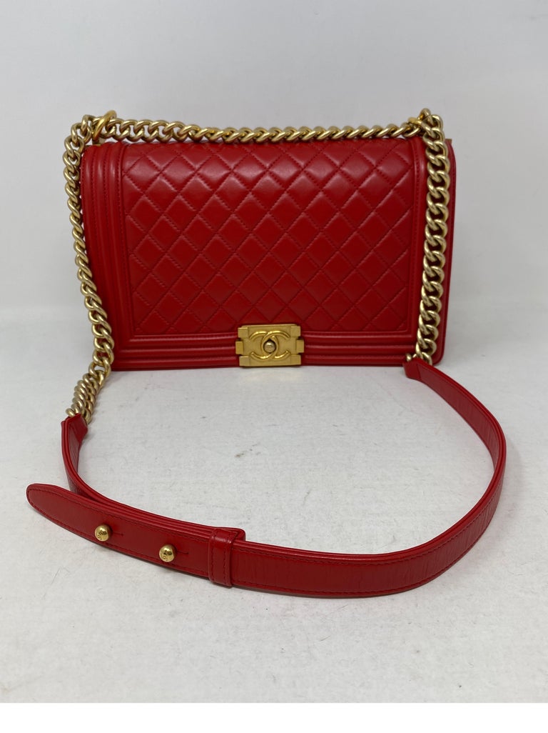 Chanel Red Boy Bag For Sale at 1stDibs