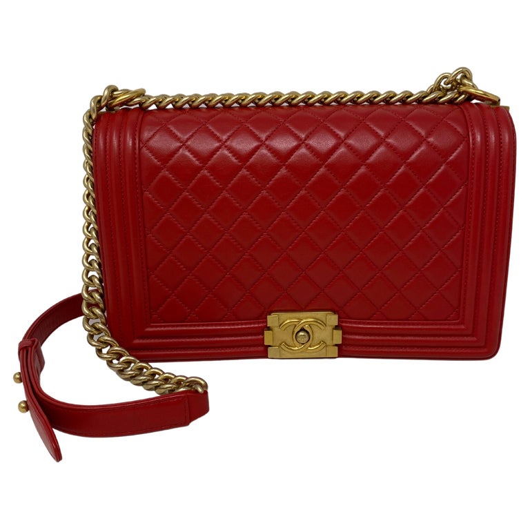 Chanel Red Boy Bag For Sale at 1stDibs