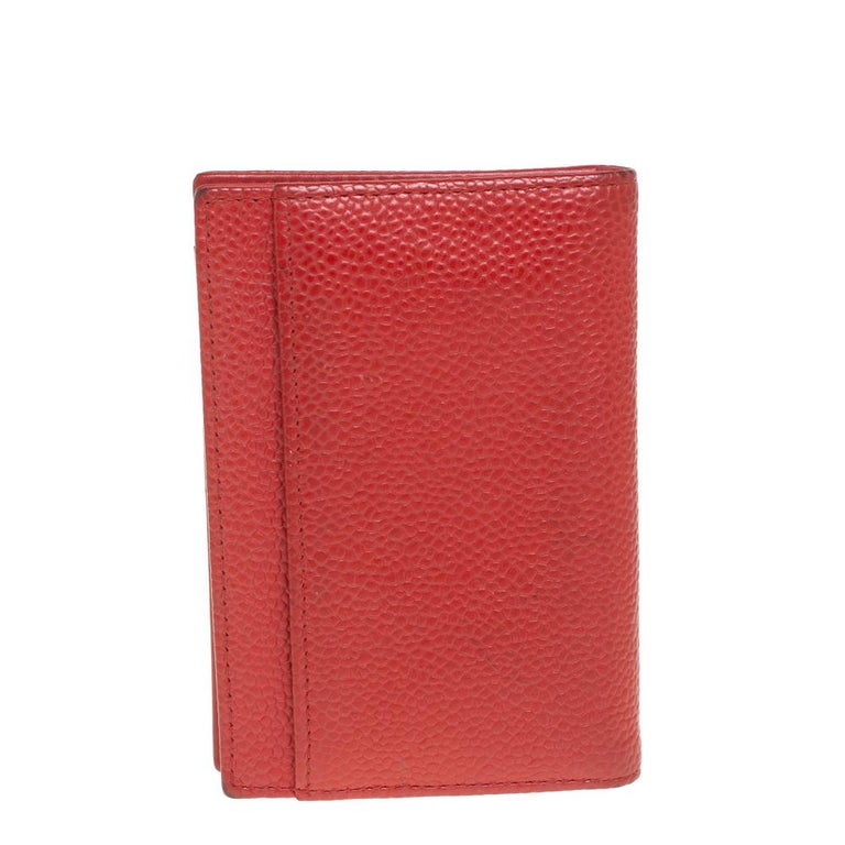 Chanel Red Caviar Leather CC Bifold Card Case at 1stDibs