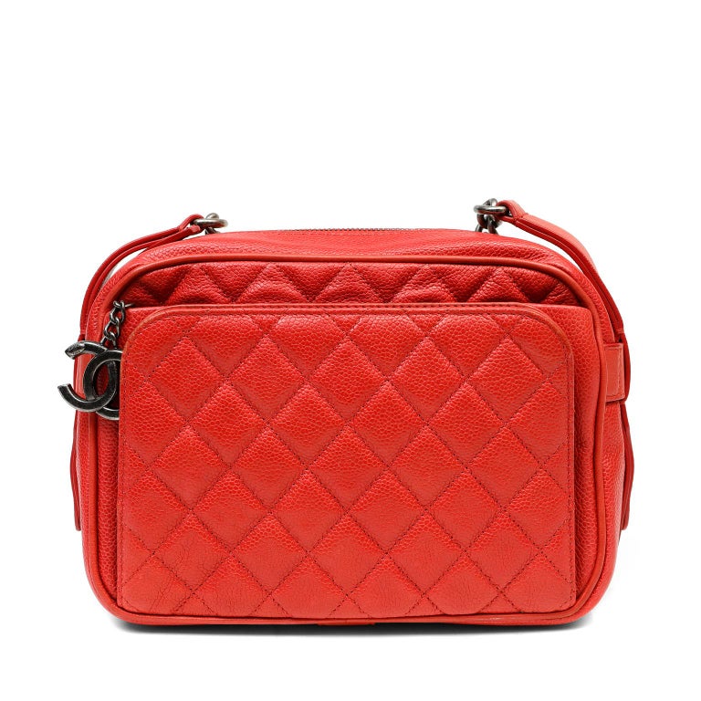 Chanel Red Caviar Leather Crossbody Bag For Sale at 1stDibs