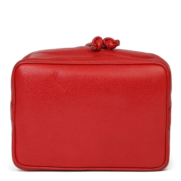 Chanel Red Caviar Leather Vintage Timeless Bucket Bag with Pouch at 1stDibs