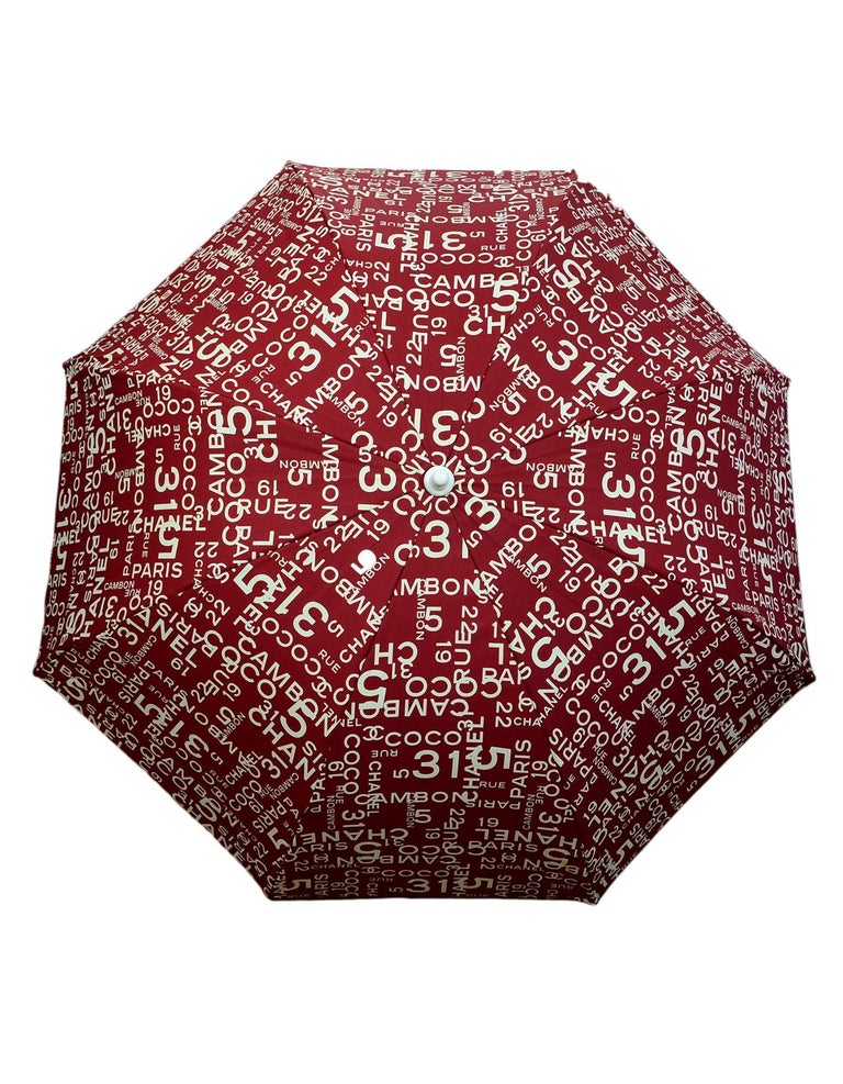 Chanel Red CC Logo Coco Rue Cambon Beach Umbrella W/ Matching Bag For ...