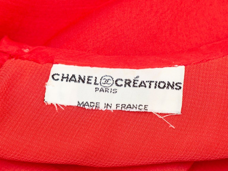 Chanel Red Creations Silk Midi Dress For Sale at 1stDibs