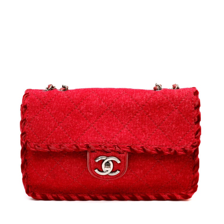 Chanel Red Fancy Felt Flap Bag For Sale at 1stDibs