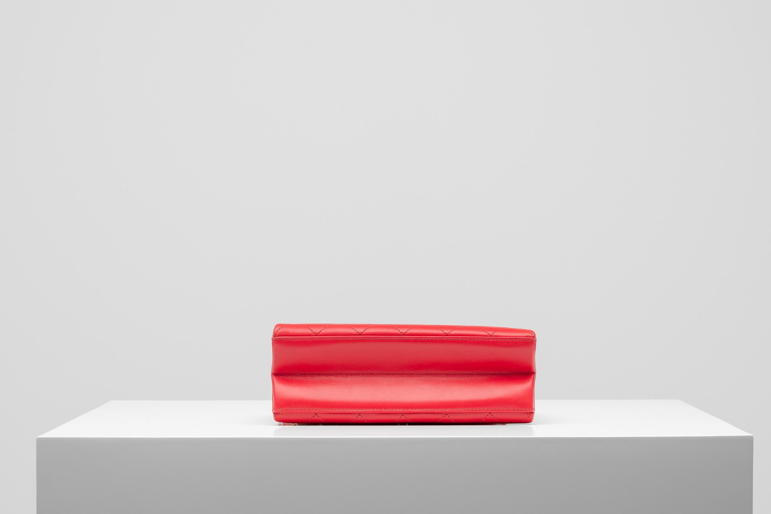 Chanel Red Flap Bag Gold-Brushed Hardware Rare For Sale at 1stDibs