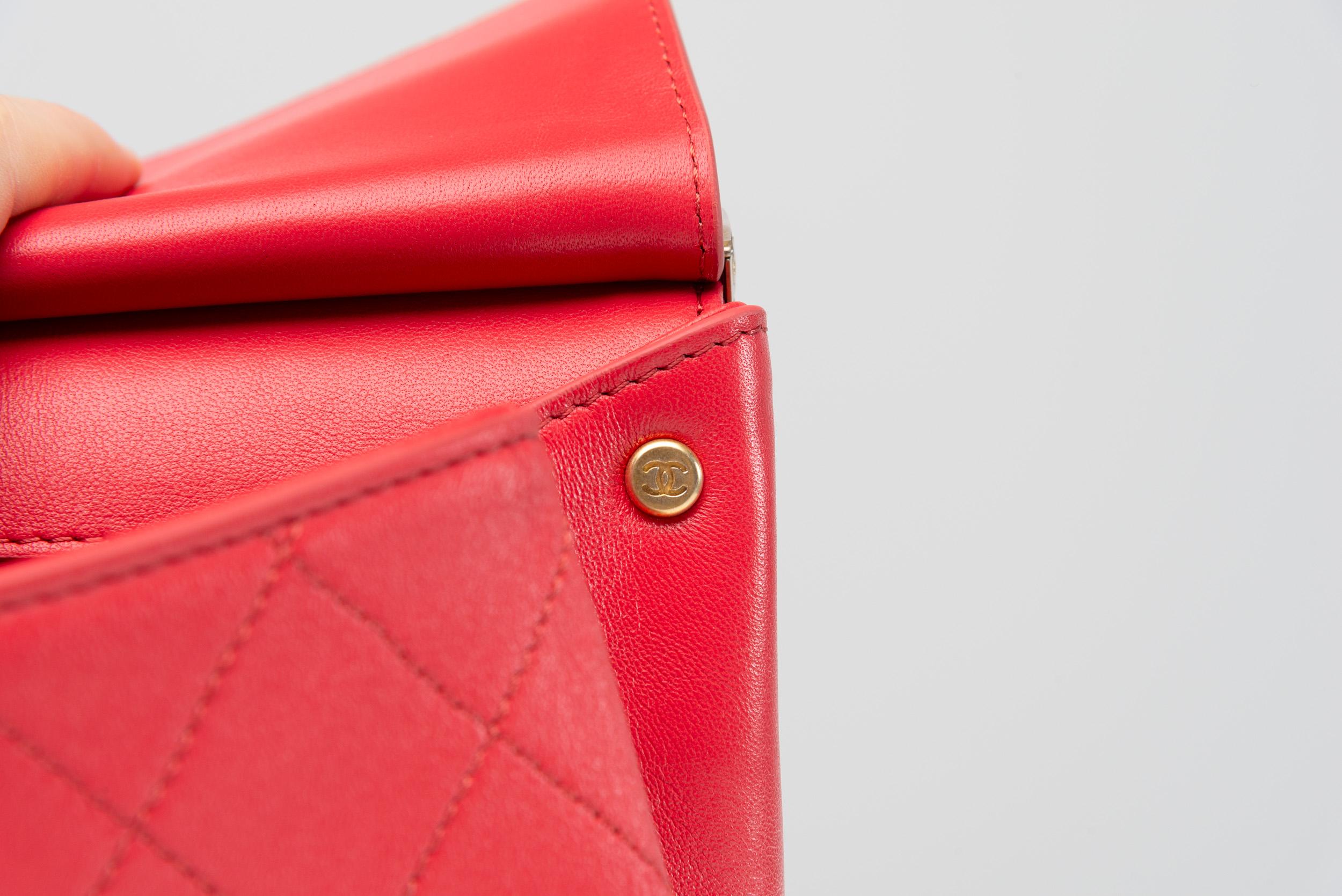 Chanel Red Flap Bag Gold-Brushed Hardware Rare For Sale at 1stDibs