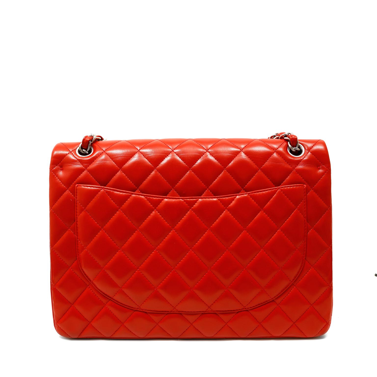 Chanel Red Lambskin Maxi Flap Bag For Sale at 1stDibs | chanel red maxi ...