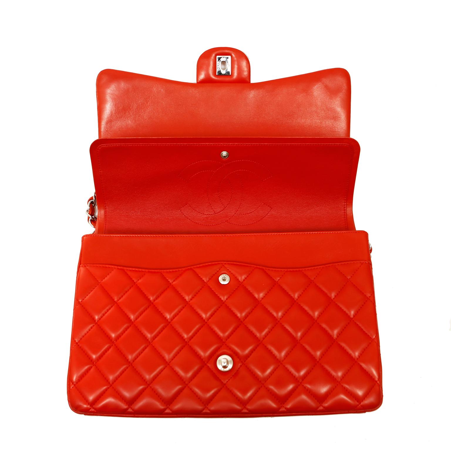 Chanel Red Lambskin Maxi Flap Bag For Sale at 1stDibs | chanel red maxi ...